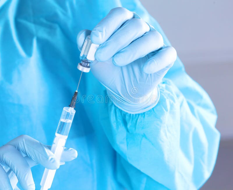Syringe in the Hands of the Doctor, Close-up Stock Image - Image of ...