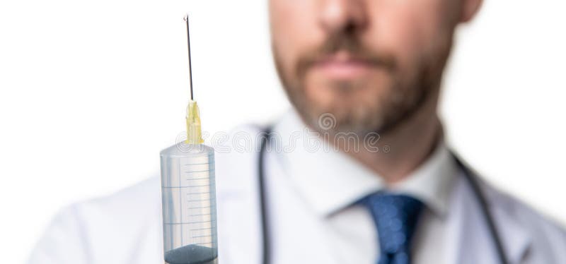 Syringe in Hands of Doctor. Syringe for Medical Injection Stock Photo ...