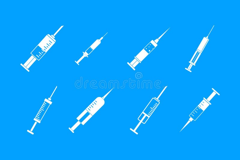 Syringe Icon Blue Set Vector Stock Vector - Illustration of collection ...