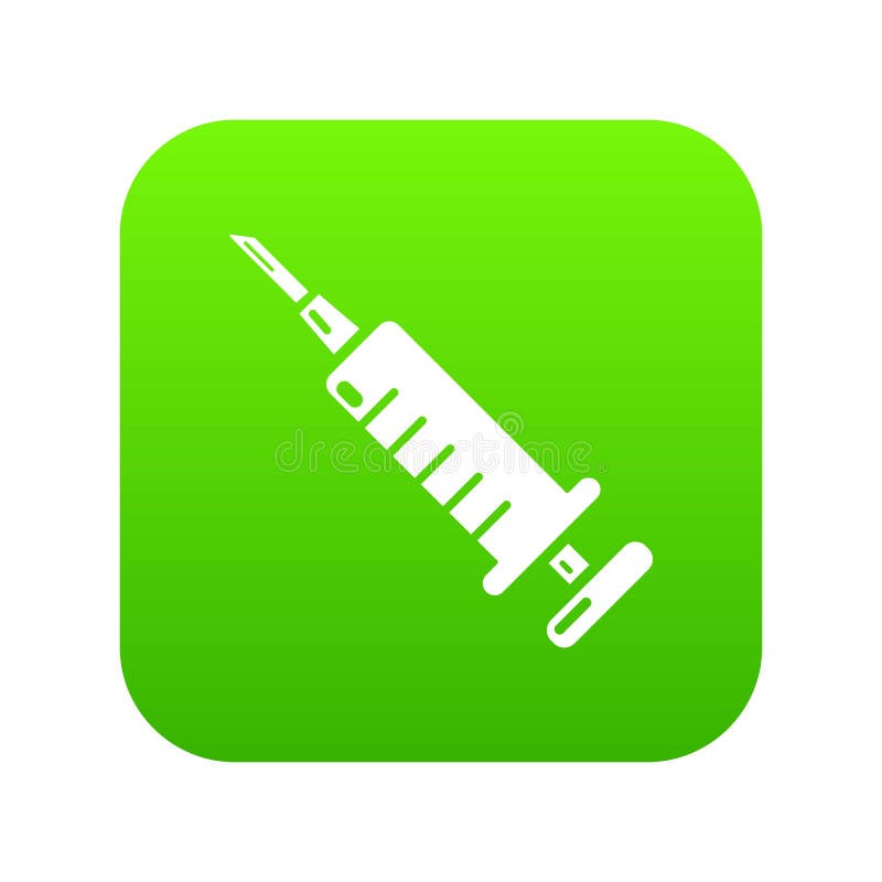 Syringe icon vector green stock vector. Illustration of simple - 131338621