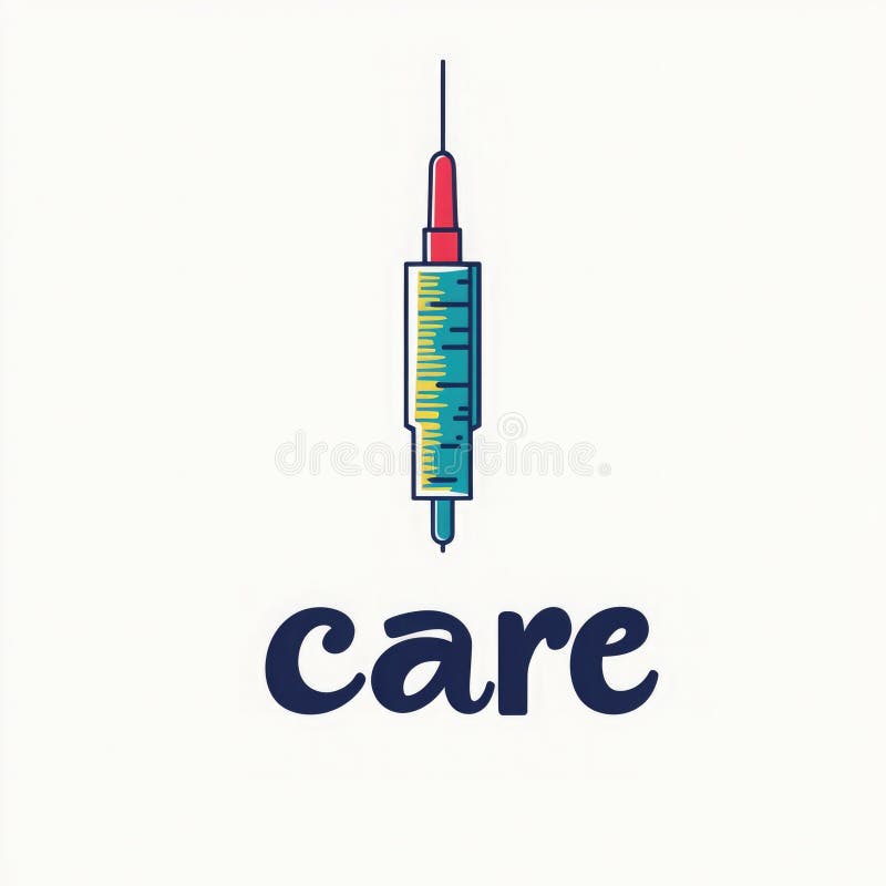 Syringe Icon Integrated with the Word Care Stock Illustration ...