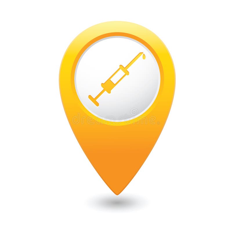 Syringe Icon on the Map Pointer Stock Vector - Illustration of inject ...