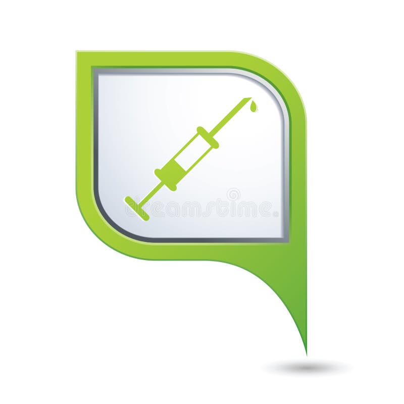 Syringe Icon on the Map Pointer Stock Vector - Illustration of ...