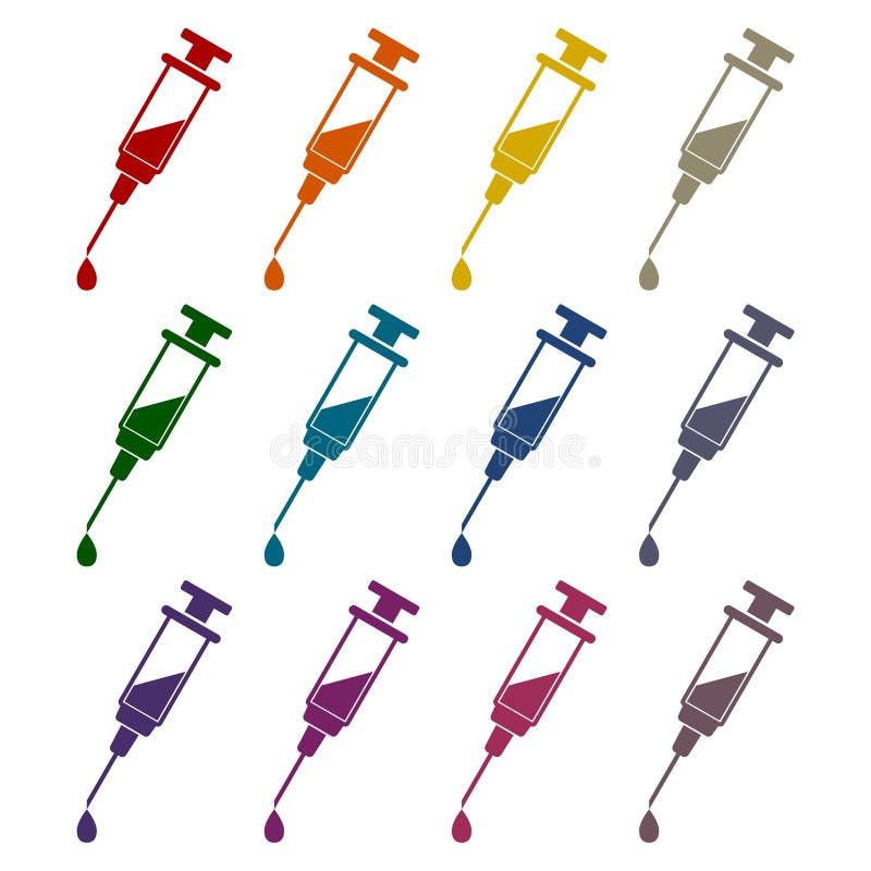 Syringe icons set stock vector. Illustration of medical - 102290773