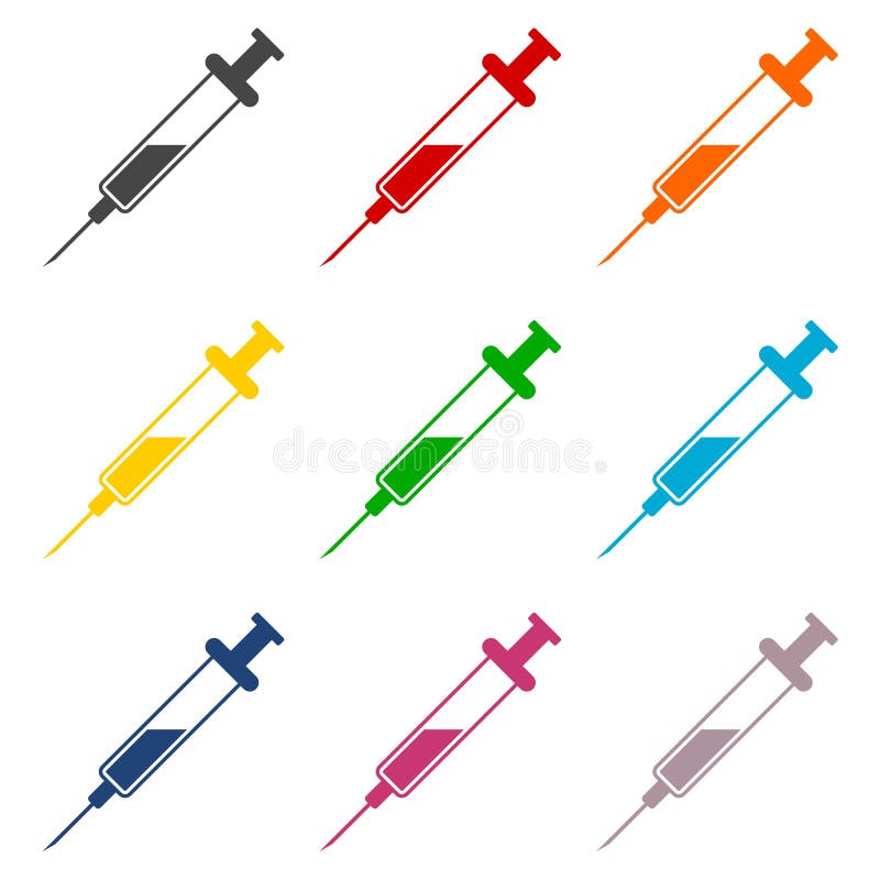 Syringe Icons Set on White Background Stock Vector - Illustration of ...