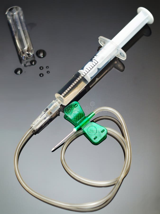 Syringe with infusion unit stock image. Image of cure - 18813819