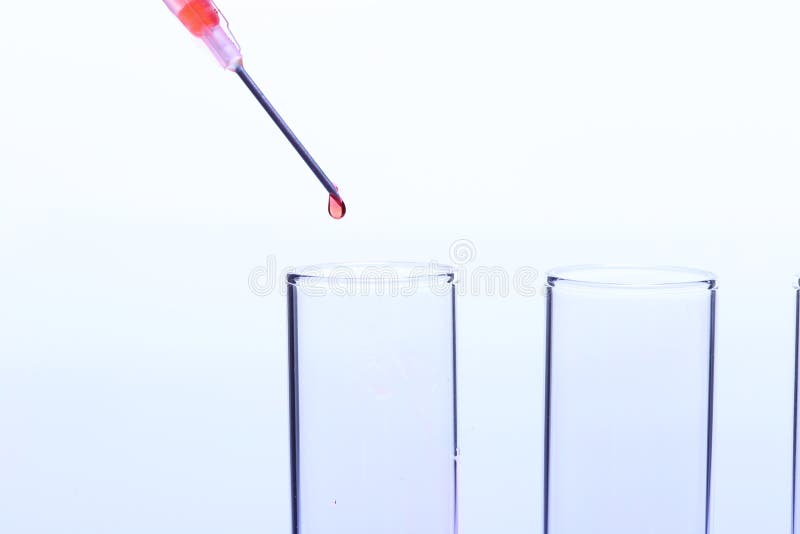 Syringe Inject Red Liquid into Glass Tube Lab Test Tools, Stock Photo ...