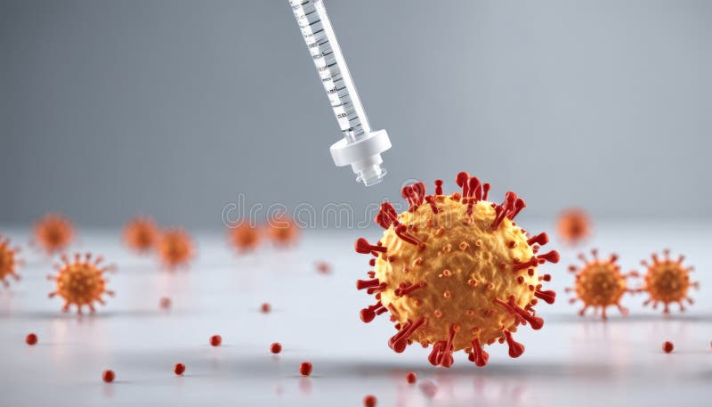 A Syringe is Injecting a Virus into a Cell Stock Illustration ...