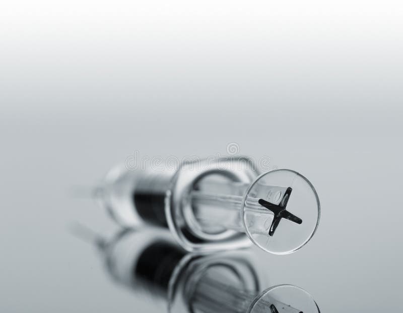 Syringe with Injection on Grey Stock Photo - Image of medication ...