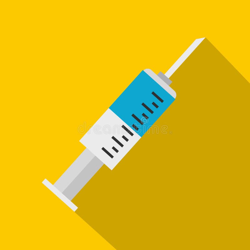 Syringe For Injection With Needle Icon, Flat Style Stock Vector ...