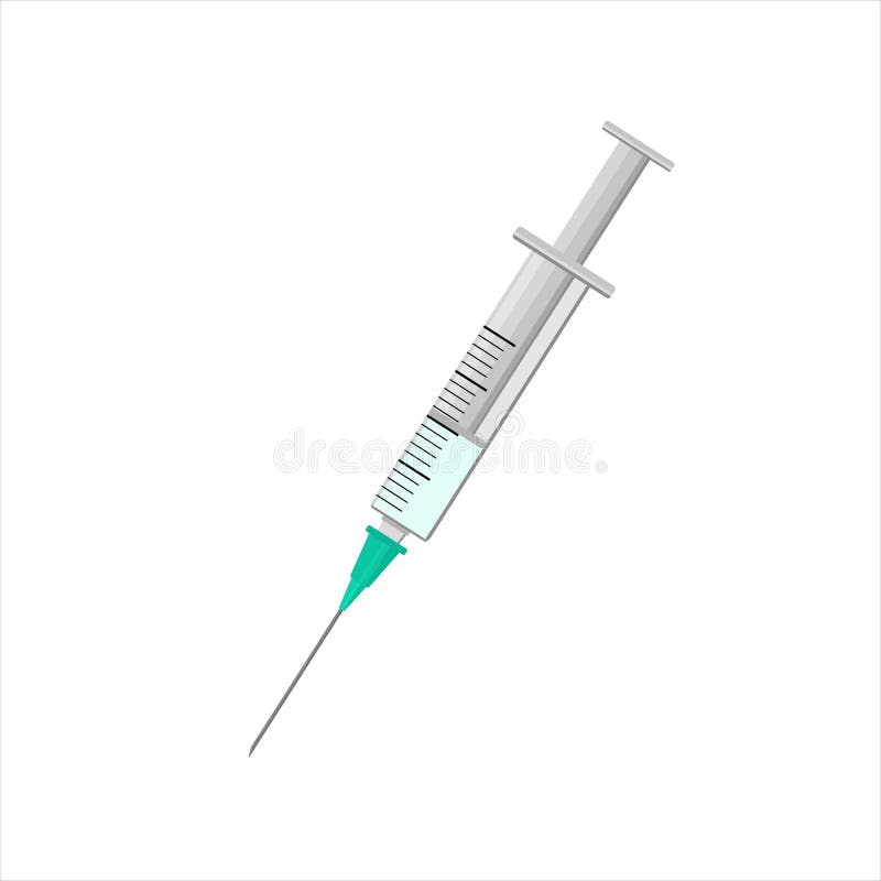 Syringe with Injection Needle Isolated on White Background Stock Vector ...