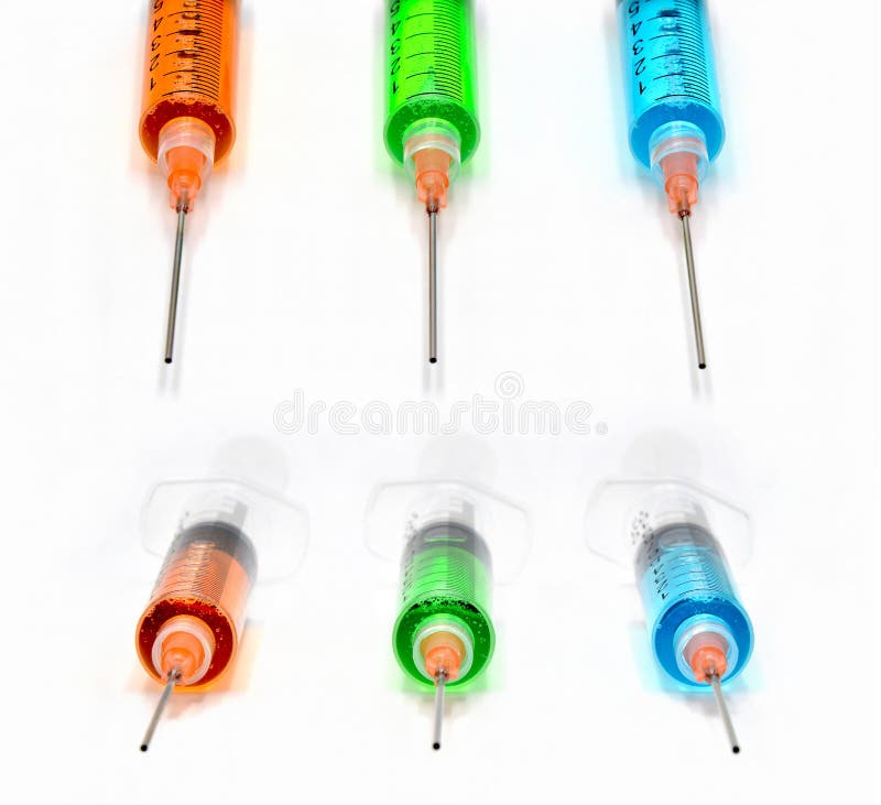 Syringe Injection on White Background Stock Photo - Image of green ...