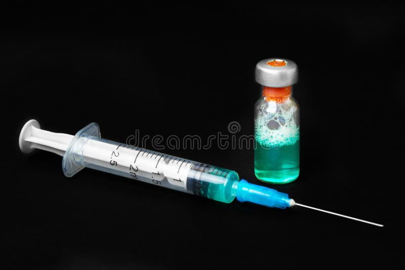 Syringe Isolated on Black Background Stock Image - Image of medical ...