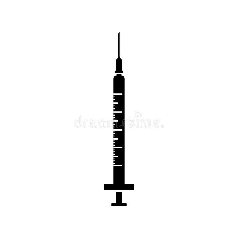 Syringe, Isolated Black Image on a White Background Stock Vector ...