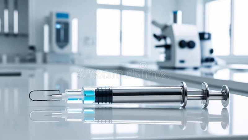 Syringe in a Laboratory Environment Stock Illustration - Illustration ...