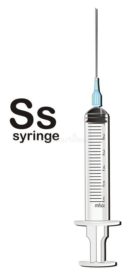 Syringe and letters stock illustration. Illustration of isolated ...