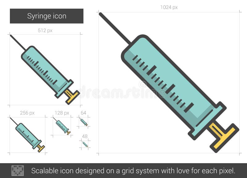 Syringe line icon. stock vector. Illustration of draw - 85934537