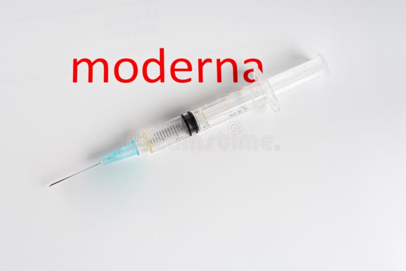 Syringe and Moderna Logo on White Background Editorial Stock Photo ...