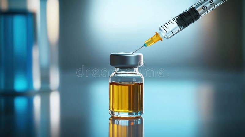 A Syringe with a Needle Approaching a Vial, Illustrating the Process ...