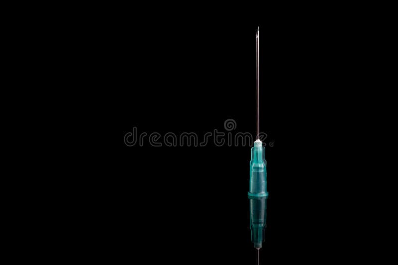 Syringe Needle on a Black Background. Copy Space Stock Photo - Image of ...