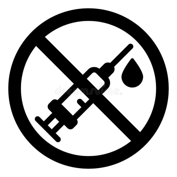 Syringe Needle with Drop Ban Solid Icon, Prohibited Elements Concept. Vector Graphics Stock ...
