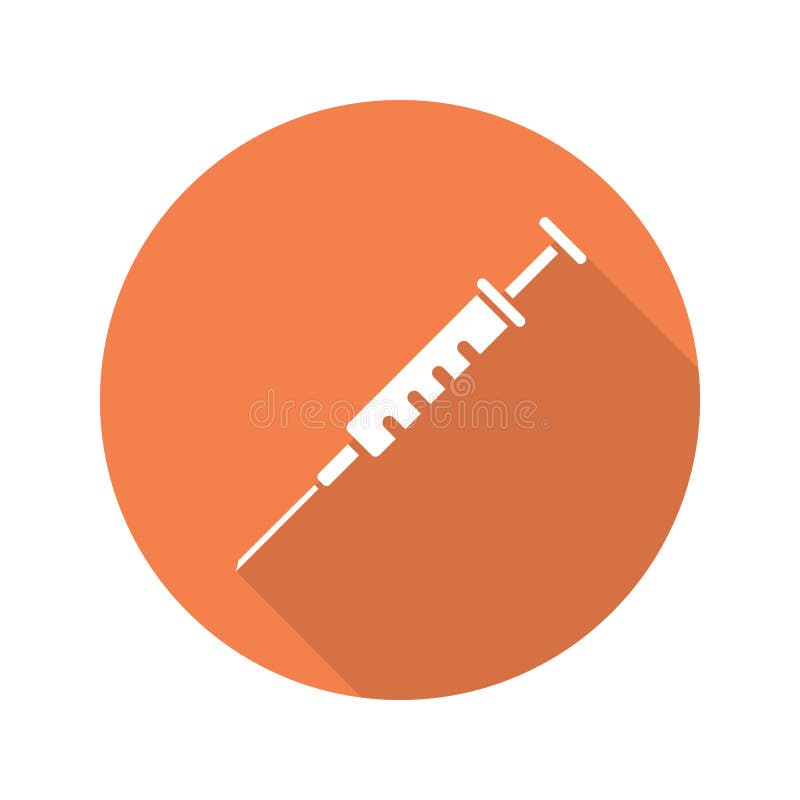 Syringe with Needle. Flat Design Long Shadow Icon Stock Vector ...