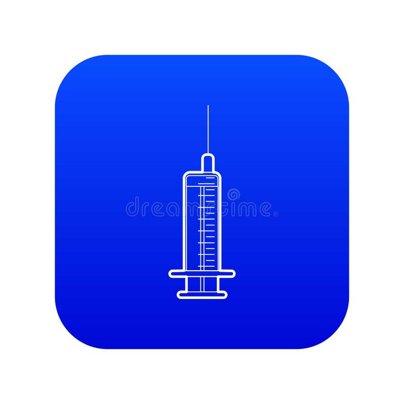 Syringe with Needle Icon Blue Vector Stock Vector - Illustration of ...