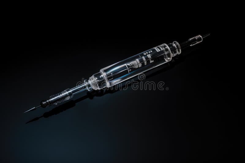 A Syringe with a Needle Inserted into it, Placed on a Plain Black ...