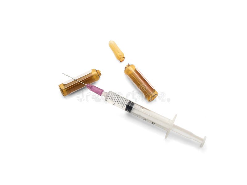 Syringe with Needle, Used Syringes, Light Brown Ampoules Stock Image ...