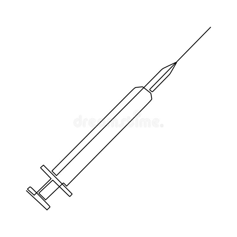 Syringe with Needle Vector. Medical Equipment Continuous One Line ...