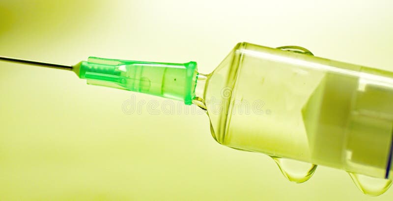 Syringe and Needle on White Background with Drops of Water Stock Image ...