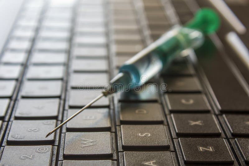 Syringe Over Black Computer Stock Image - Image of healthcare, care ...