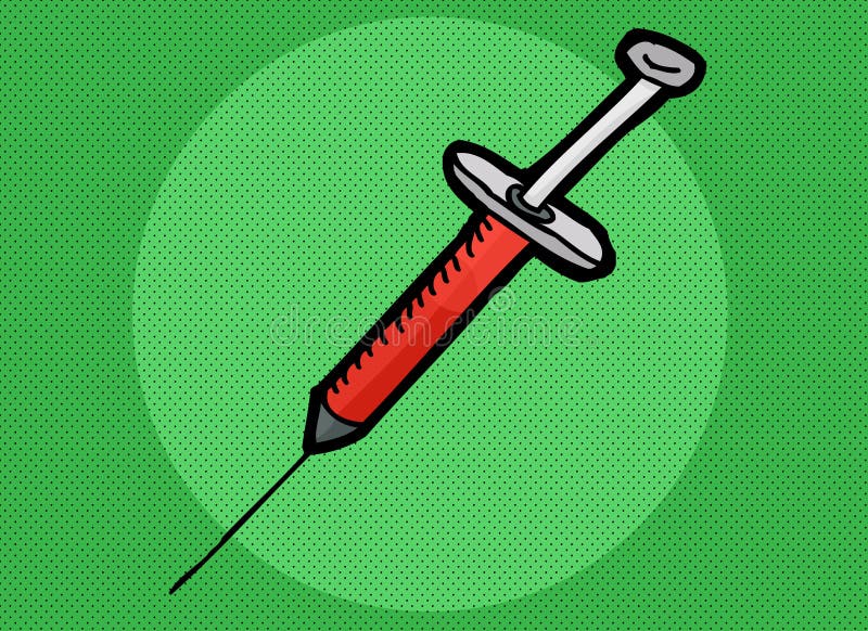 Syringe with Green Liquid and Virus Inside Stock Illustration ...