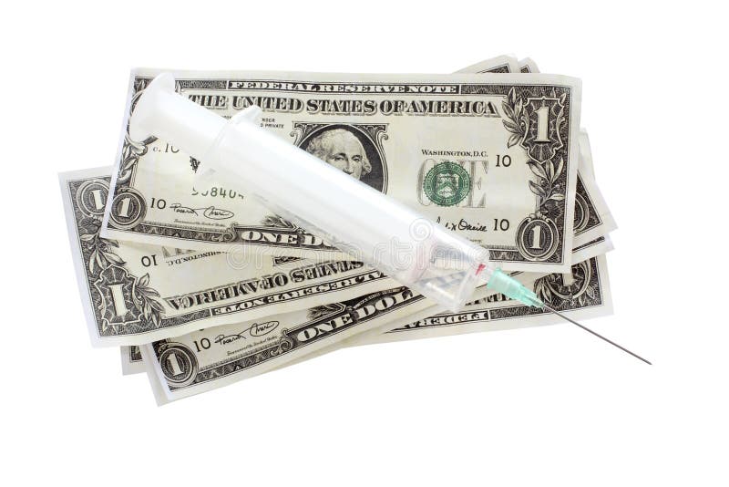 Syringe and paper money stock photo. Image of economy - 23107426