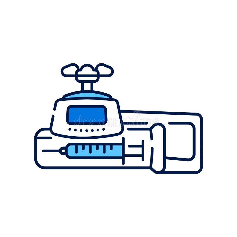 Syringe Pump Line Color Icon. Infusion Device Concept. Intensive ...