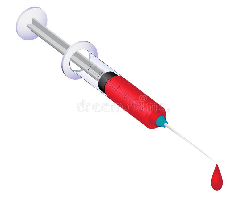 Syringe Pushing Out Liquid with Medical Symbol Stock Illustration ...