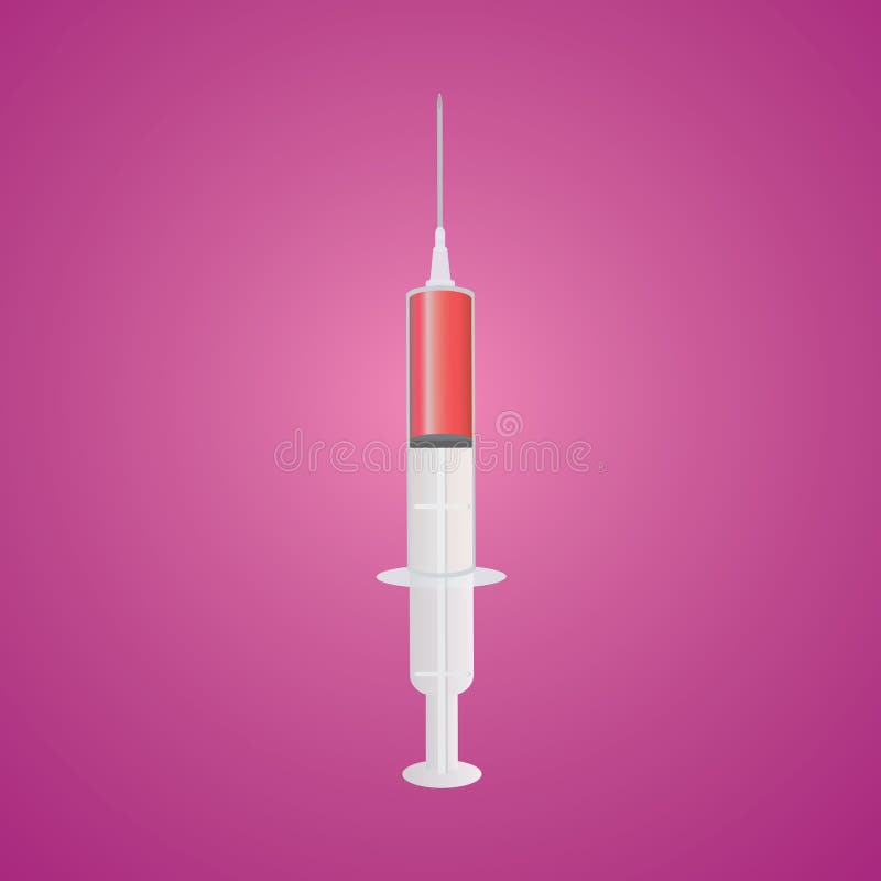Syringe with Red Blood Inside and Violet Background Stock Vector ...