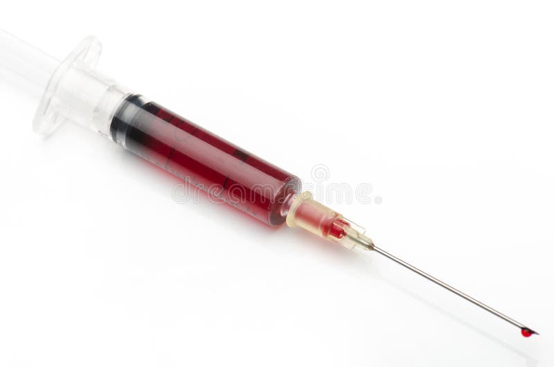 Syringe With A Red Fluid On White Background Stock Image - Image of ...