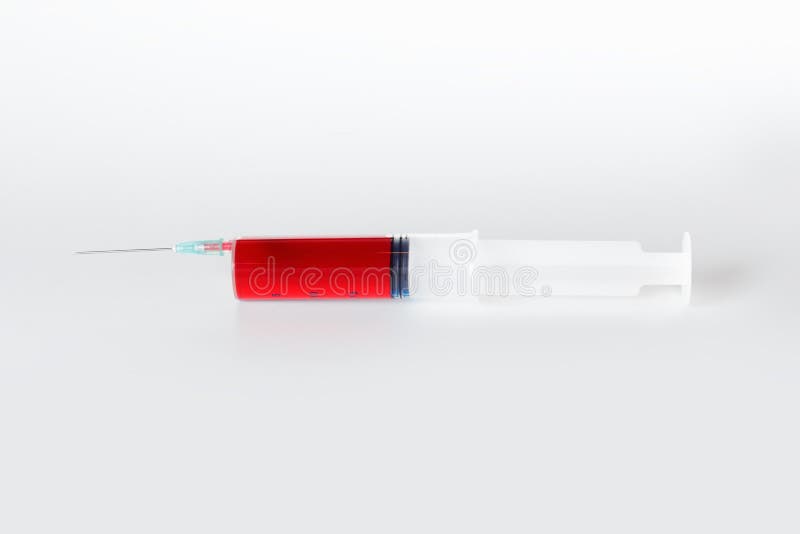 Syringe with Red Liquid, Blood for Injection on White Stock Image ...