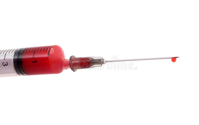 Syringe with red stock image. Image of macro, drug, background - 63329927