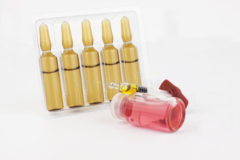 Syringe, Saline, and Injections Doses Stock Photo - Image of black ...