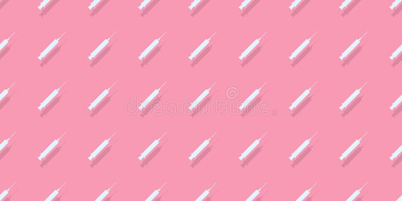 Syringe Seamless Pattern Vector Illustration. Simple White Silhouette ...