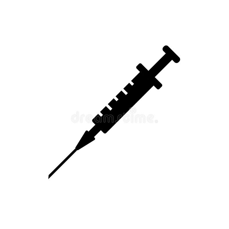 Syringe Silhouette. Black and White Icon Design Element on Isolated ...
