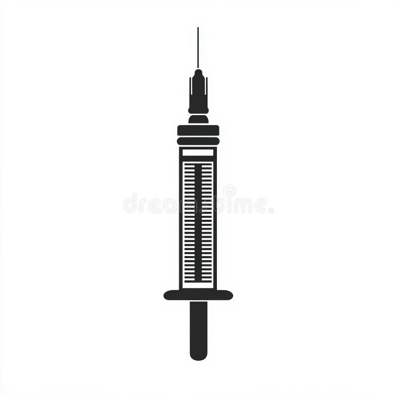 Syringe Silhouette , Black and White Illustration Isolated on White ...