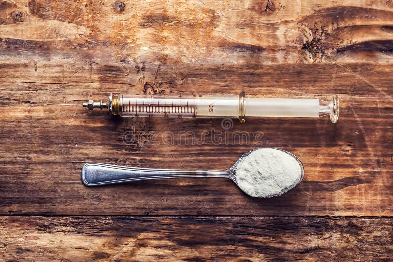 A Syringe and Spoon with Narcotic Stock Image - Image of abuse, liquid ...