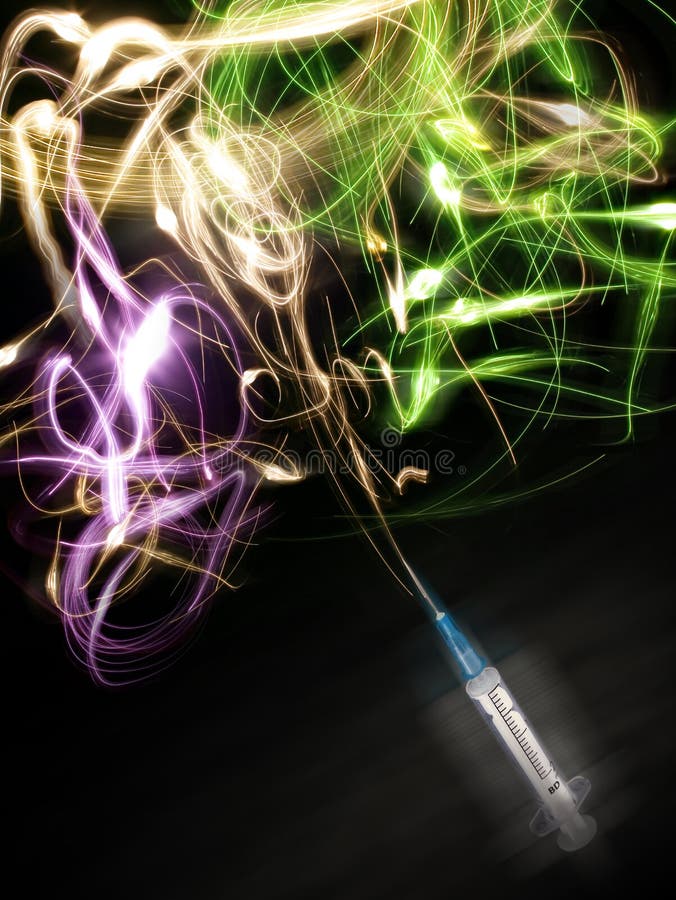 Syringe Spraying Colored Light Stock Photo - Image of dependency ...