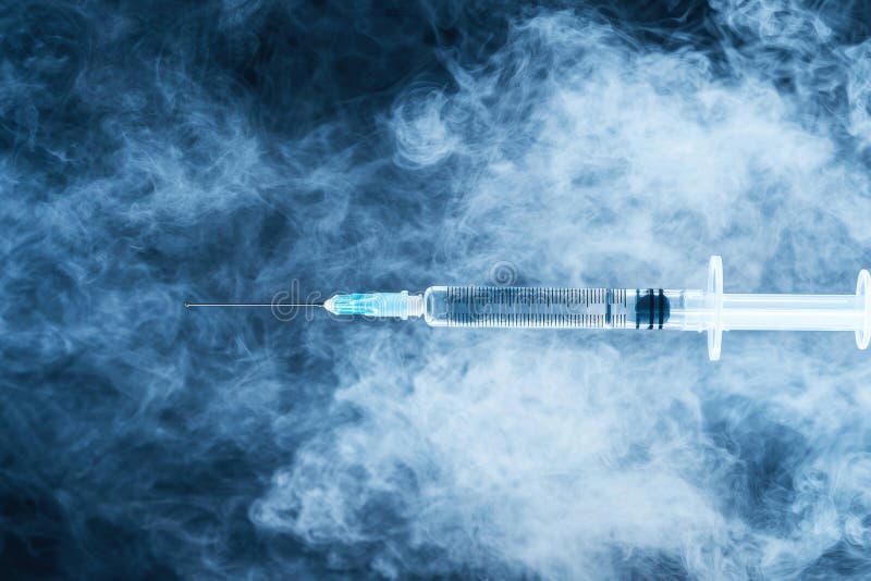 Syringe in Cold Smoke Environment Stock Illustration - Illustration of ...