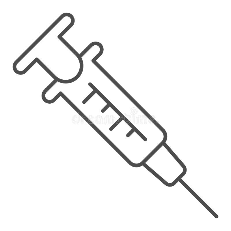 Syringe Thin Line Icon. Injection Vector Illustration Isolated on White ...