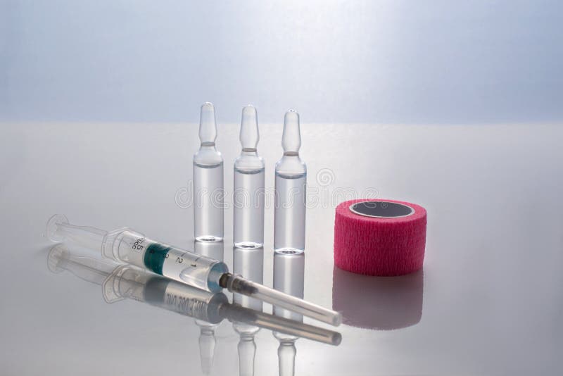 Three Vials with Red, Blue and Green Liquids in Them Stock Photo ...