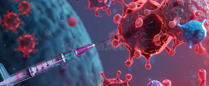 A Syringe with a Vaccine To Protect Against Viruses and Bacteria Stock ...